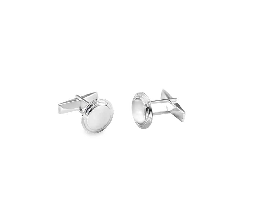 Engravable Sterling Silver Round Cufflinks - available on special orde ...